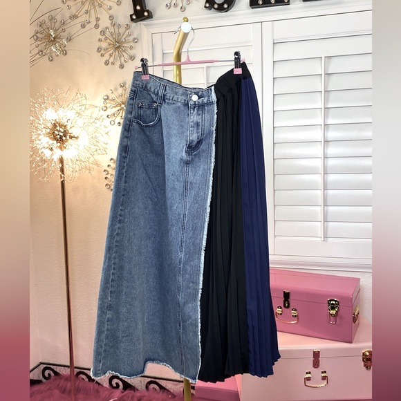 La’ Ros | Skirts | Denim Pleated Skirt | Poshmark